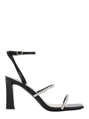 MI/MAI Nidal Rhinestone Detail Heeled Sandals - Black