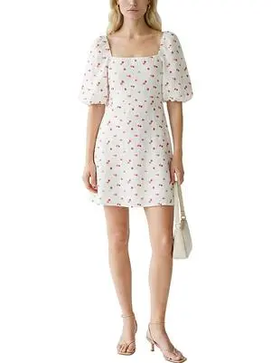 Vero Moda Odette Dress Floral Print Mini Dress - Cloud Dancer