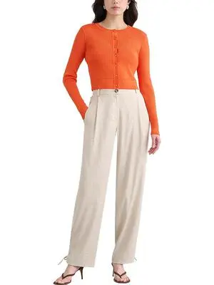 TOCCIN Zoe Crewneck Cardigan Sweater - Flame