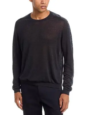 John Varvatos Cesari Textured Stripe Crewneck Shirt - Black
