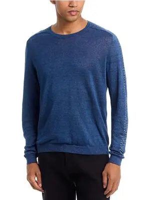 John Varvatos Cesari Textured Stripe Crewneck Shirt - Bluestone