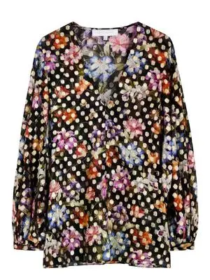 Borgo De Nor Stellan Fil-coupé Floral Print Blouse - Black