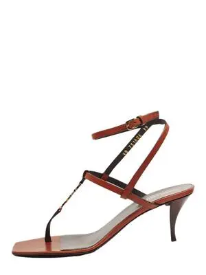 Saint Laurent Cassandre T-strap Sandals - Brown