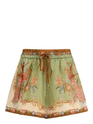 Zimmermann Indra Relaxed Silk Drawstring Shorts - Multicolor
