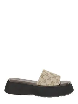 Gucci GUCCI GG Canvas Oversized Sole Slider Sandals Multicolor