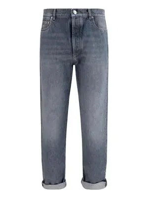 Brunello Cucinelli Straight-leg Turn-up Jeans - Gray