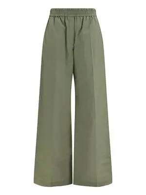 Brunello Cucinelli Relaxed Fit Wide Leg Cotton Pants - Green