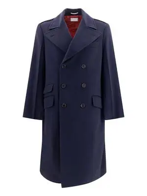Brunello Cucinelli Double-breasted Wool Coat - Blue