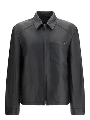 Prada Nappa Leather Zip-up Jacket - Black