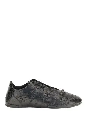 Balenciaga City Croc-effect Leather Lace-up Sneakers - Black