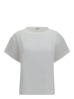 Brunello Cucinelli Cotton T-shirt With Sheer Sleeves - White