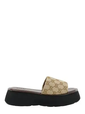 Gucci Gg Canvas Platform Sandals - Multicolor
