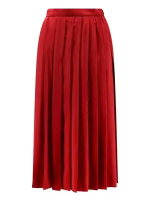 Gucci Pleated Silk Midi Skirt With Chain Motif - Multicolor