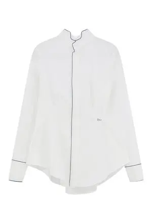 Dior Fitted Cotton Shirt With Contrasting Trim And Embroidery - Multicolor