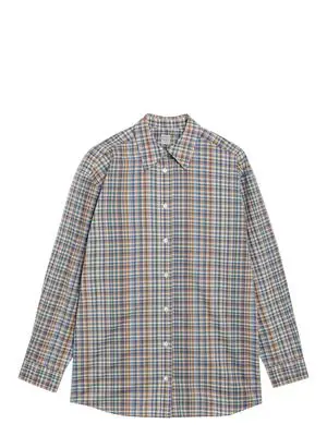 TOTEME TOTEME Oversized Checked Organic Cotton Shirt Blue