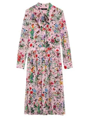 Gucci Flora Print Silk Shirt Dress - Multicolor