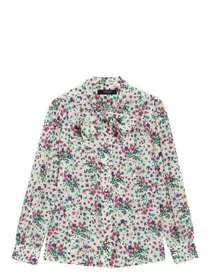 Gucci Gucci Printed Silk Shirt With Pussy Bow Multicolor