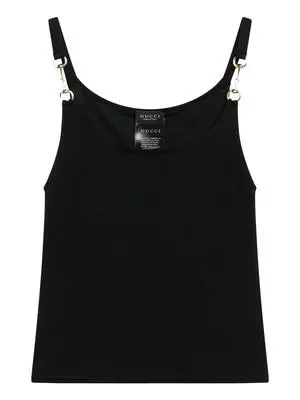 Gucci Viscose Crêpe Jersey Top With Horsebit Detail - Black