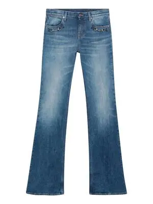 Gucci Low-rise Flare Jeans With Horsebit Detail - Blue