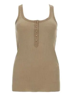 Isabel Marant Étoile Helma Ribbed Henley Tank - Brown