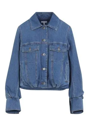 Loewe Cropped Denim Jacket With Sculptural Silhouette - Blue