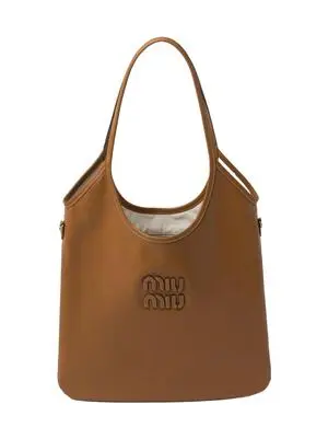 Miu Miu Ivy Leather Tote Bag - Brown