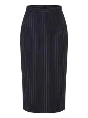 Givenchy Midi Striped Wool Skirt - Blue