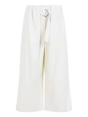 Loewe Cropped Belted Cotton And Silk Gabardine Trousers - Multicolor