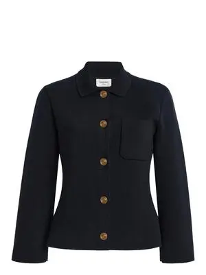 Saint Laurent Short Wool Jacket With Gold Buttons - Black