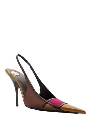Saint Laurent Pointed Toe Slingback Pumps - Multi