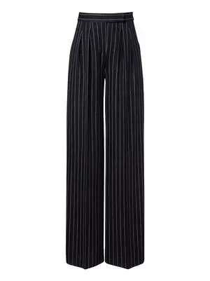 Max Mara Pinstriped Pleated Wide-leg Wool Pants - Blue