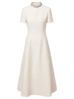 Valentino Garavani Crepe Couture Embellished Midi Dress - White