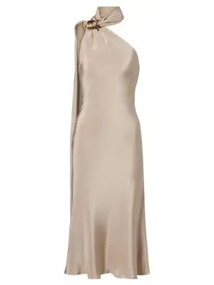 Max Mara One-shoulder Silk Crêpe Midi Dress - Grey