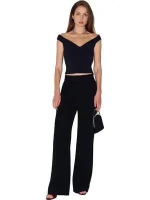 REFORMATION Reformation Devi Knit Off-the-Shoulder Sweetheart Neckline Top Black
