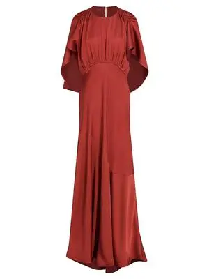 Zimmermann Cape-effect Satin-twill Gown - Tan