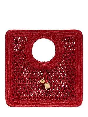 Jacquemus Spiaggia Small Raffia Top-handle Bag - Red