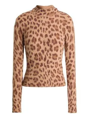 Zimmermann Leopard-print Alpaca-blend Mock Neck Sweater - Sand