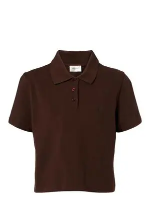 Saint Laurent Cassandre Cotton Piqué Polo Shirt - Brown