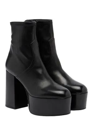 Valentino Garavani Leather Platform Ankle Boots - Black