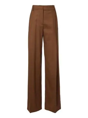 Oscar De La Renta Wool Wide-leg Trousers - Brown