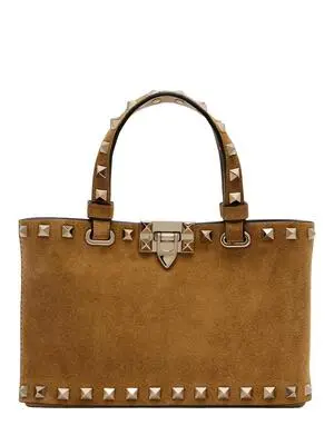 Valentino Garavani Rockstud Mini Suede Top-handle Bag - Brown