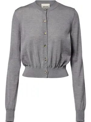Khaite Tansy Cropped Wool And Cashmere Cardigan In Sterling - Grey