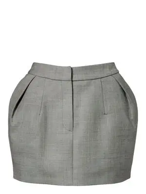 Magda Butrym Pleated Wool Miniskirt - Grey