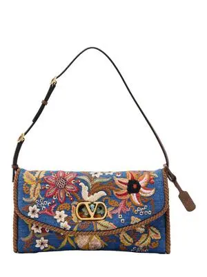 Valentino Garavani Small Embroidered Shoulder Bag - Blue