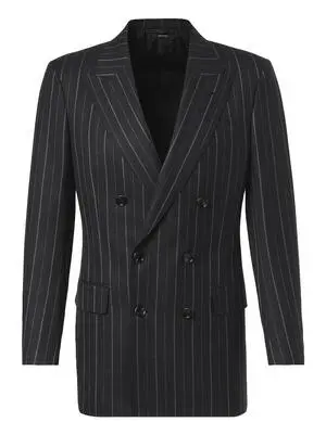 TOM FORD Striped Wool Blazer - Black