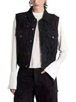 HAIKURE Ryder Bull Destroy Denim Gilet - Black