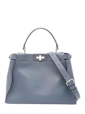 Fendi Peekaboo Leather Tote Bag - Blue