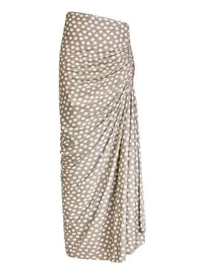 Alaïa Gathered Polka-dot Maxi Skirt - Beige