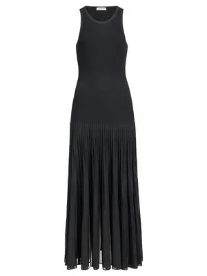 Alaïa Knitted Pleated Maxi Dress - Black