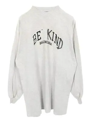 Balenciaga Logo Embroidered Cotton T-shirt - Grey